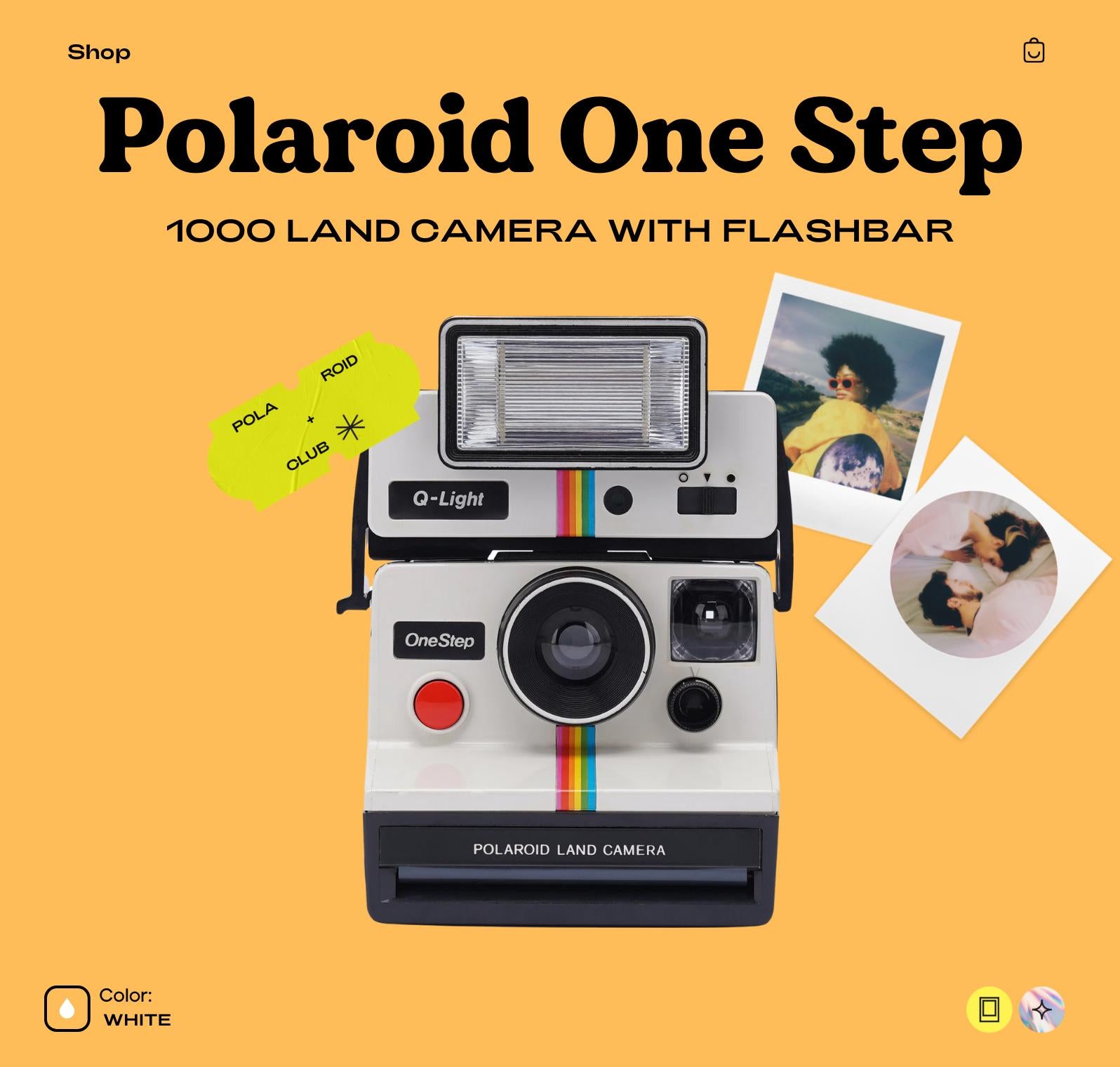 Vintage Polaroid SX-70 Land Camera One Step 1000 - White Rainbow- Pola