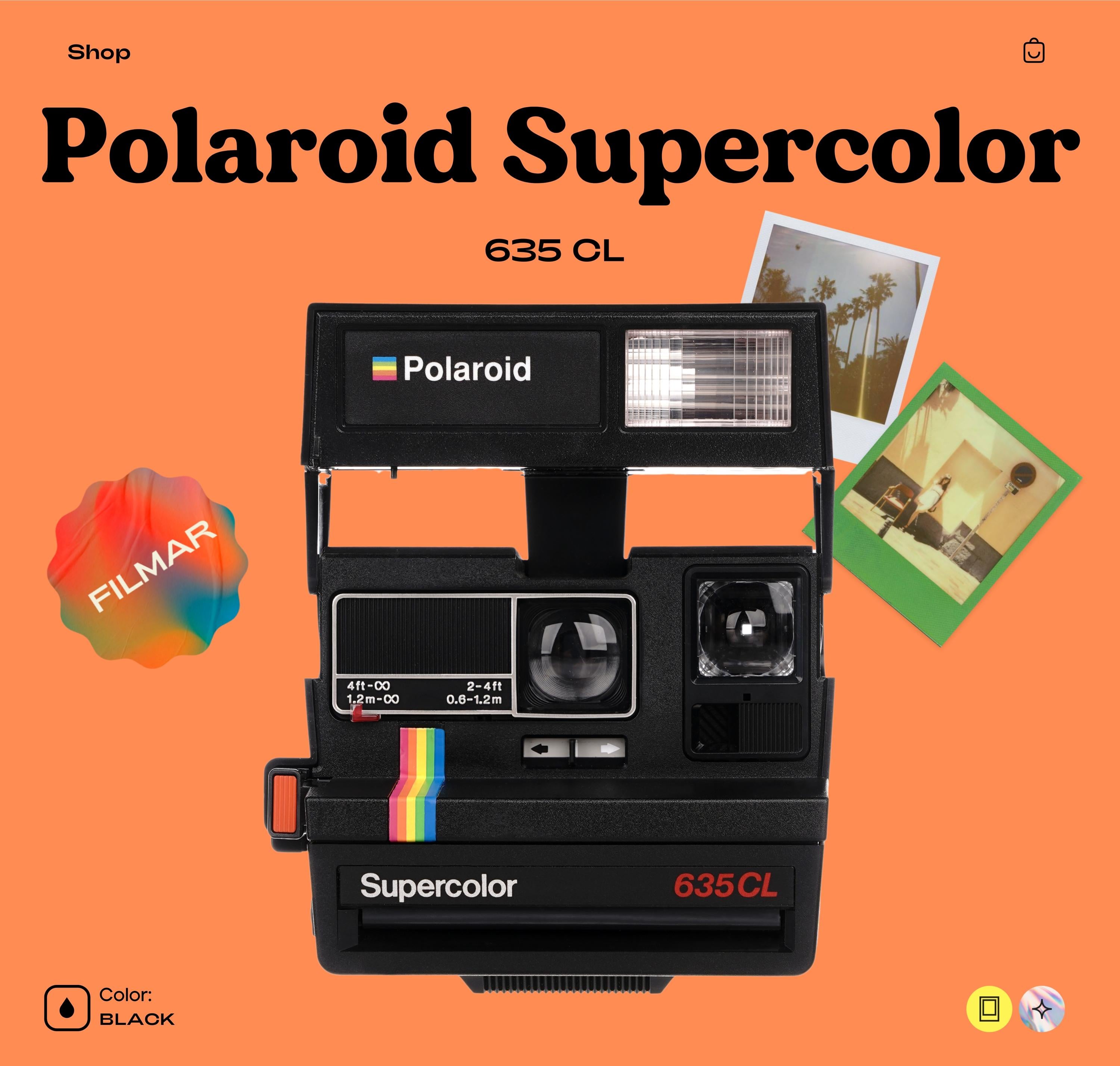Polaroid 635 CL Vintage Instant Camera – Classic 80s Design – Uses 600