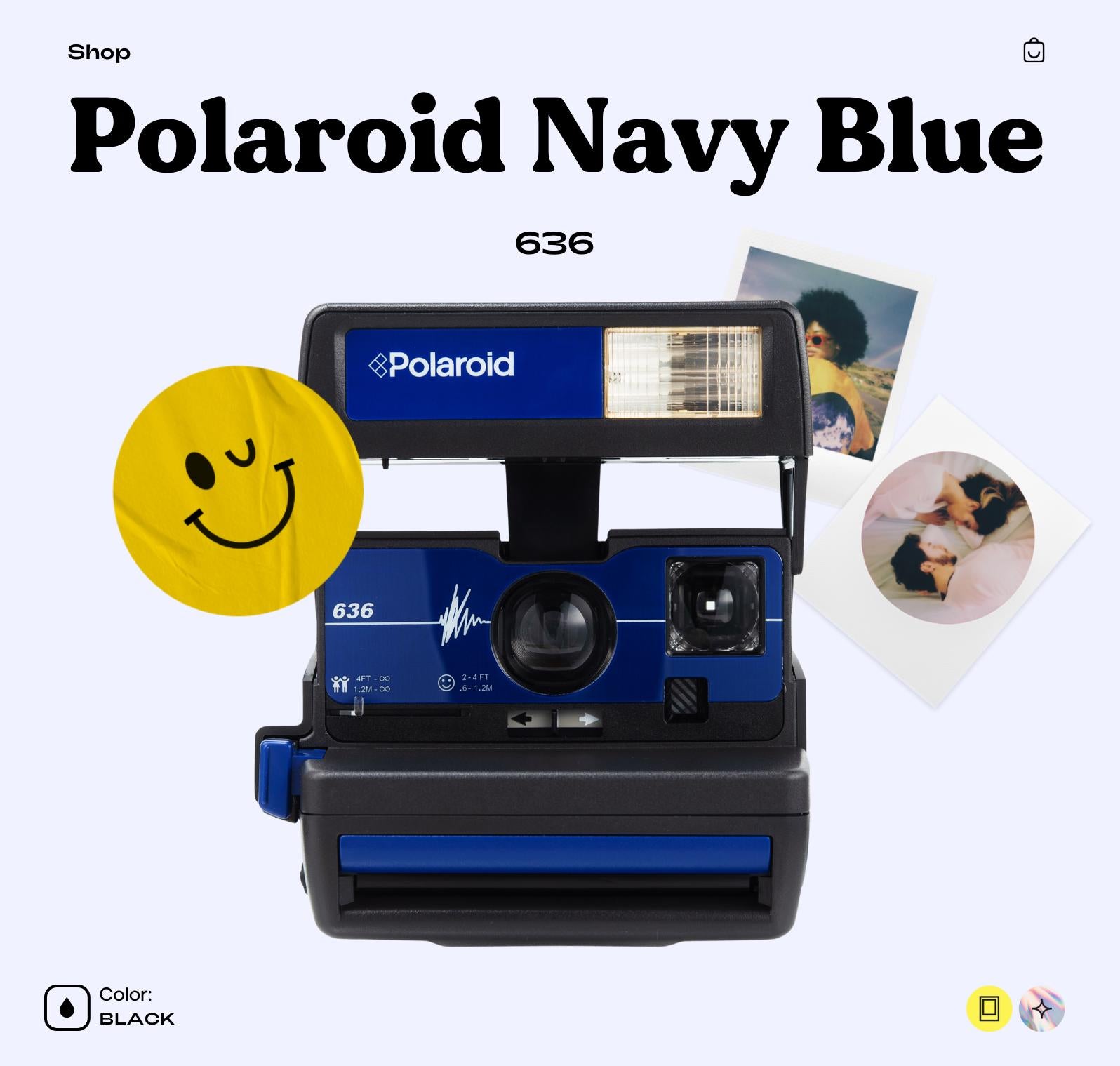 Vintage polaroid blue pulse 636 instant camera - polaroid 600 film com